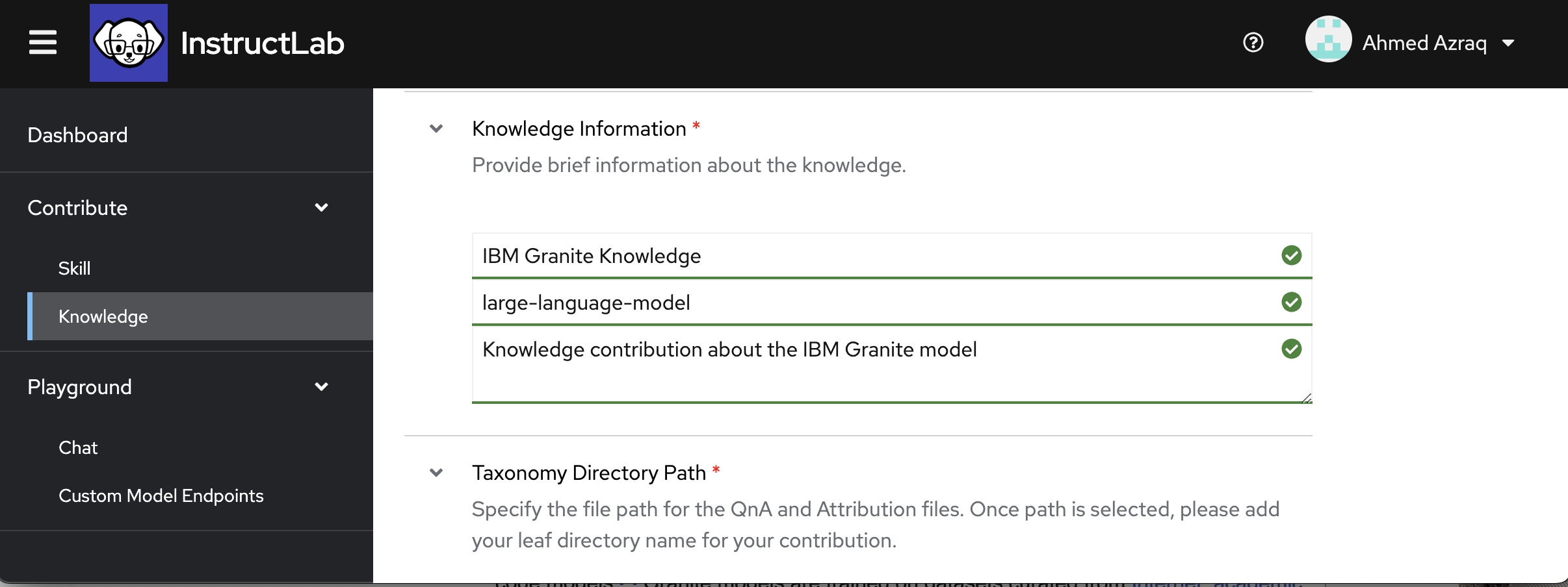 Contributing knowledge to open-source LLMs like the Granite models using the InstructLab UI ...