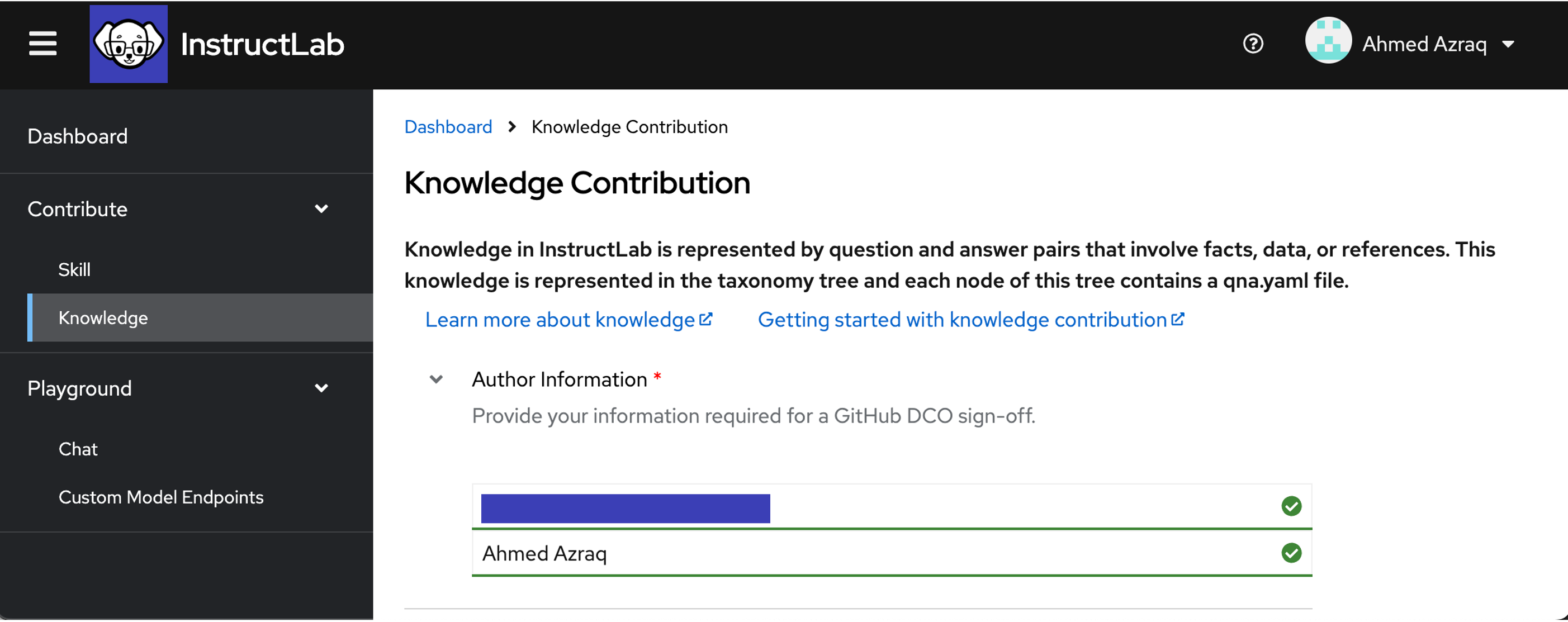 Contributing knowledge to open-source LLMs like the Granite models using the InstructLab UI ...