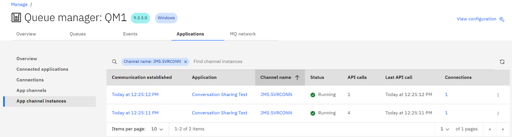 Sharing MQ JMS conversations over channel instances - IBM Developer