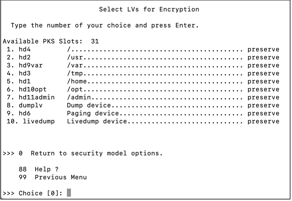 Encrypt rootvg logical volumes (LVs) during preservation and migration ...