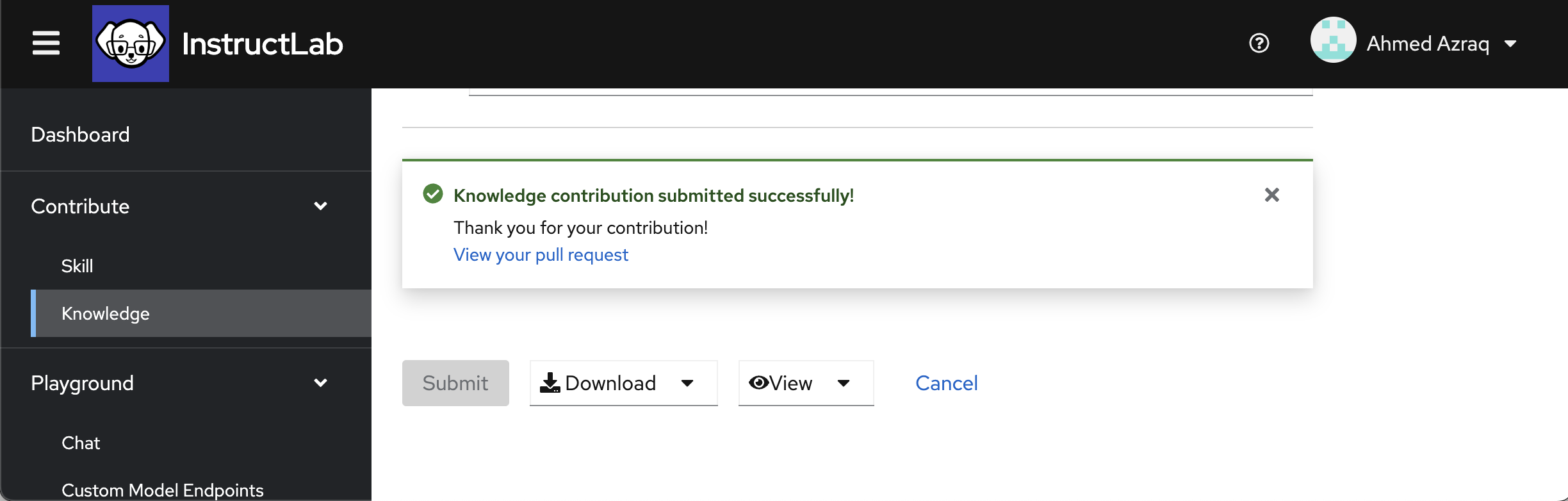 Contributing knowledge to open-source LLMs like the Granite models using the InstructLab UI ...