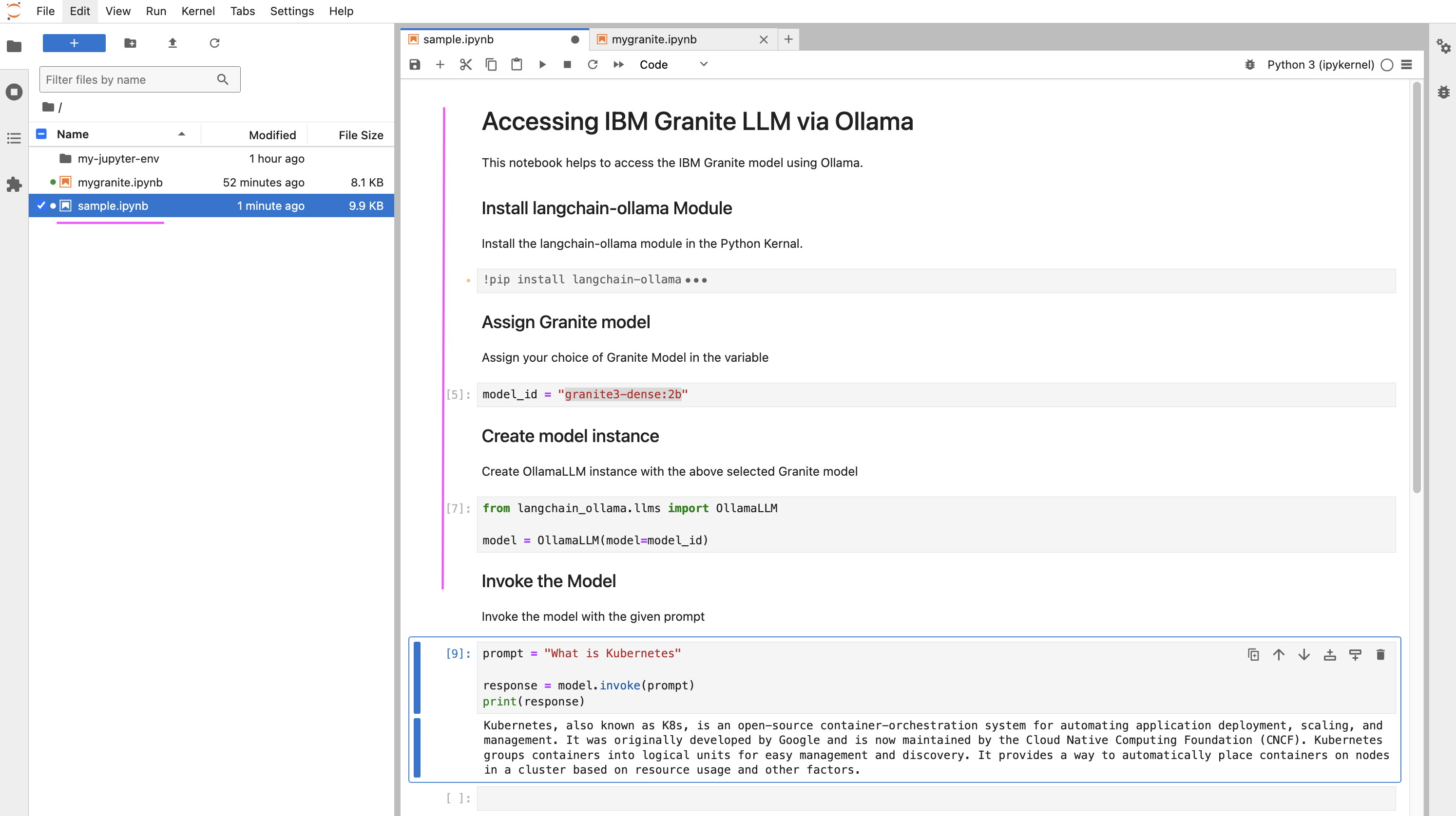 Accessing Ibm Granite Llms In Jupyter Notebook Through Ollama Ibm Developer