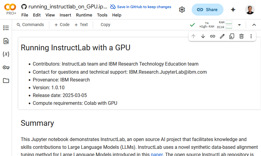 Running Instructlab In A Jupyter Notebook On Colab With A Gpu Ibm Developer